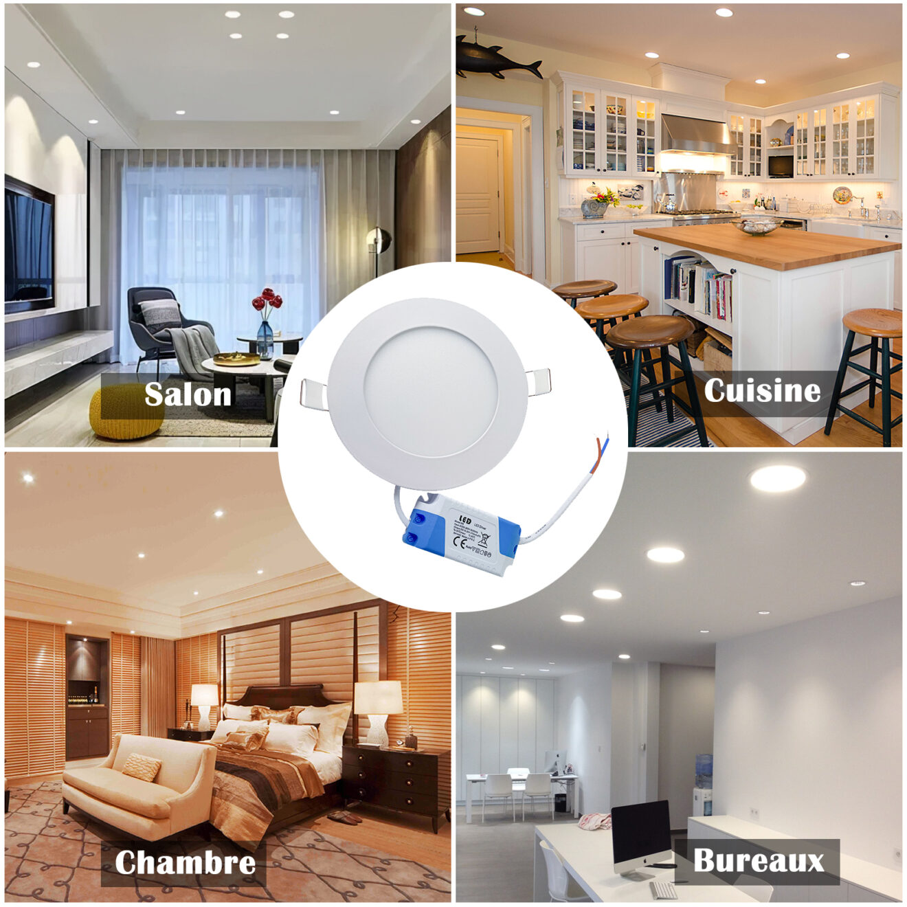 Lot de 20 Spot Encastrable Led Downlight Panel Extra plat 5w 3000k/4000k/6000k - Digilamp ...