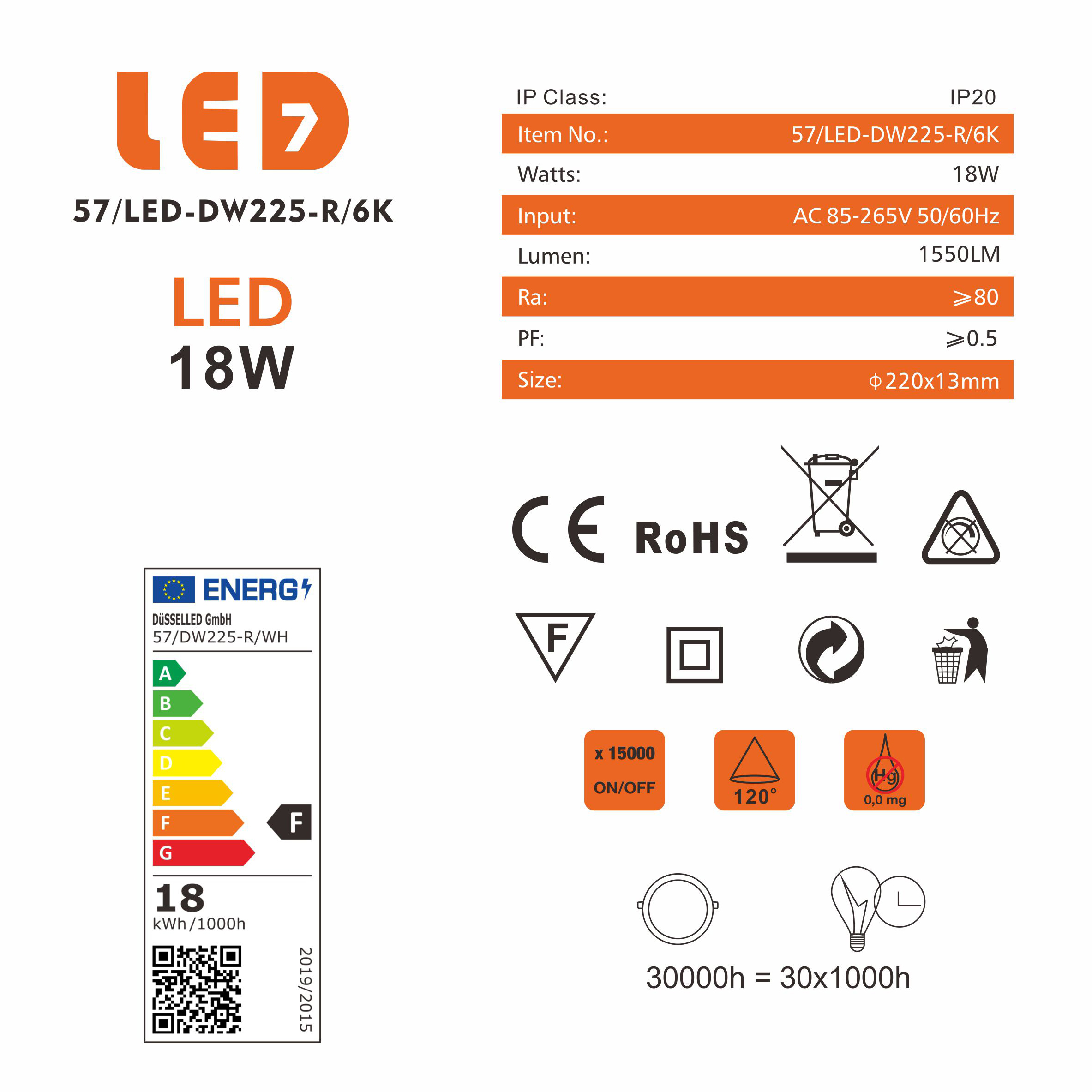 Spot Downlight LED Ronde extra-plat 18W DW225 - Digilamp - Luminaires ...